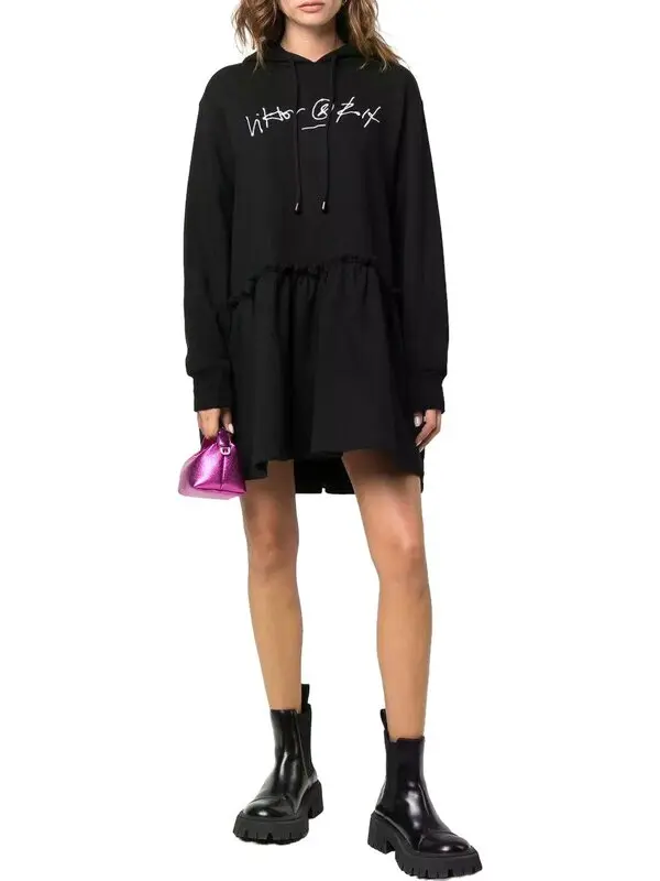 Viktor & Rolf Logo Embroidered Sweatshirt Dress - Black