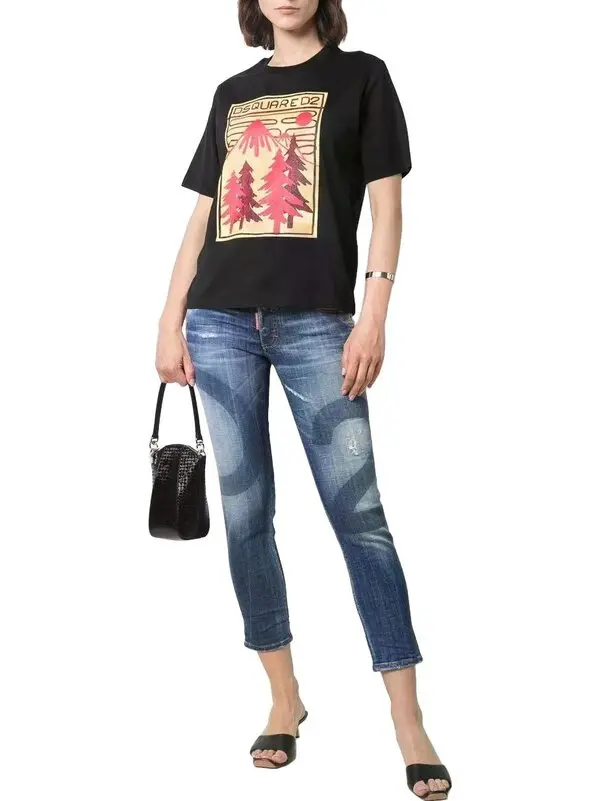Dsquared2 Cropped Logo-wash Jeans - Blue