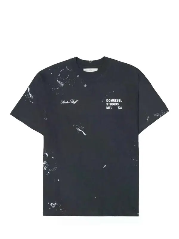 DOMREBEL Paint-splatter Logo-print T-shirt - Black