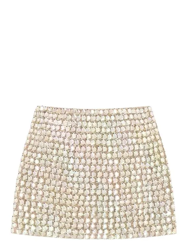 Valentino Garavani Mini Skirt In Embroidered Organza - Neutrals