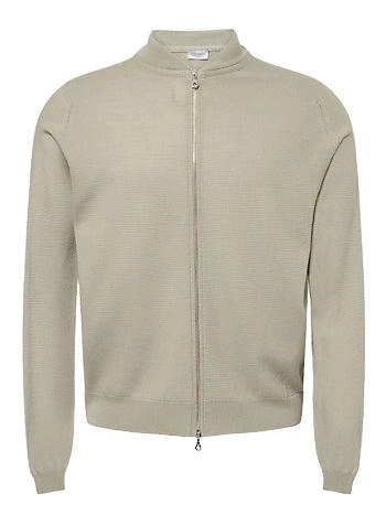 John Smedley Textured Crewneck Wool Cardigan - Thistle Dew
