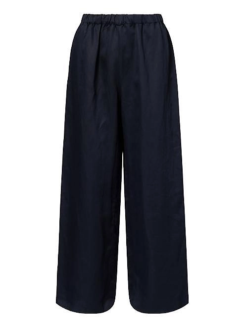 Jenni Kayne Wide-leg Linen-blend Trousers - Navy