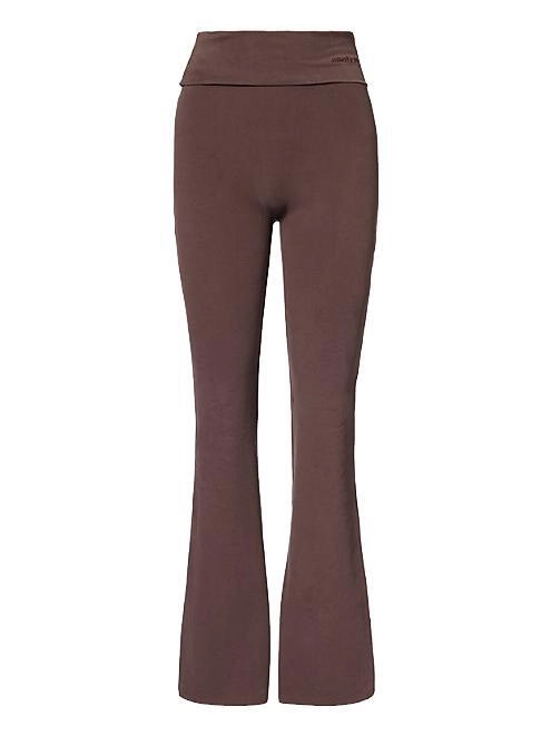 SISTERLY TRIBE Soft Cotton Foldover Yoga Trousers - Espresso