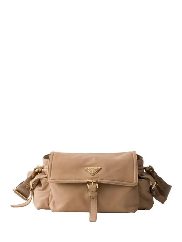 Prada Medium Nappa Lambskin Shoulder Bag - Neutral