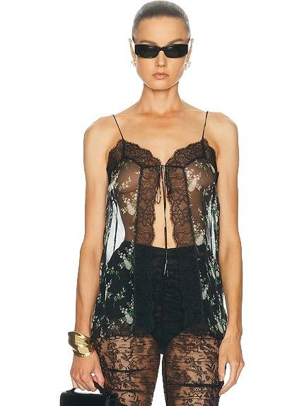 Dolce & Gabbana Sheer Lace Camisole Top - Black