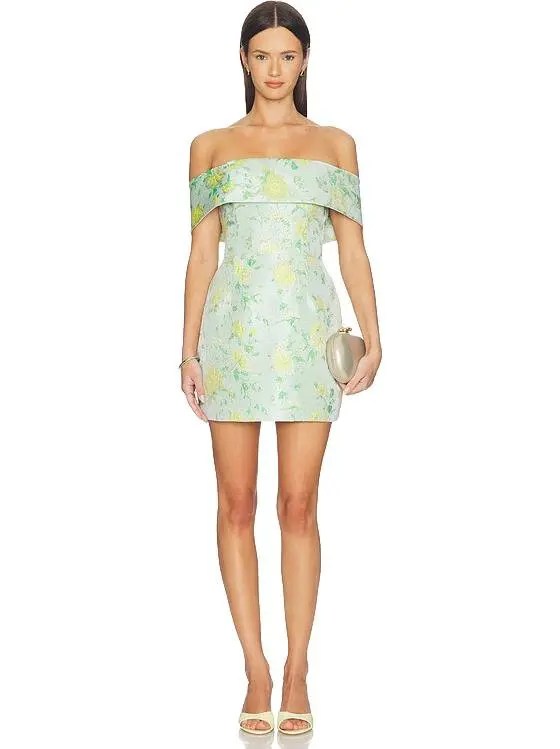 Katie May Odessa Off-the-shoulder Jacquard Dress - Mint