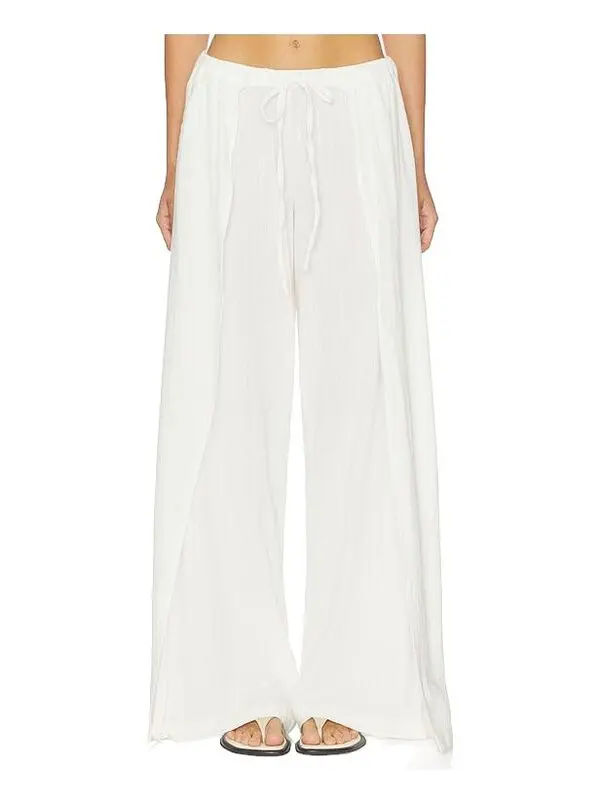 DL1961 Dl Palazzo Low-rise Relaxed Cotton Gauze Pant In . Also - White