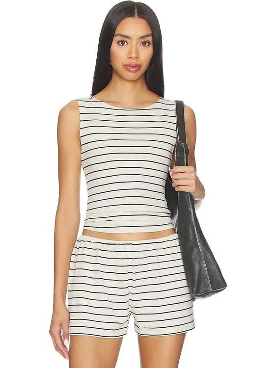 WeWoreWhat Striped Muscle Tank - Light Grey