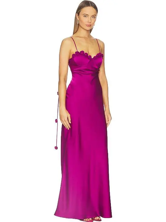 RUNAWAY THE LABEL Lavena Floral Detail Maxi Dress In . Also - Purple