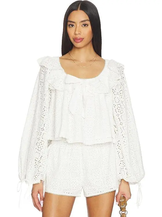 For Love & Lemons Willa Eyelet Top In . Also - White