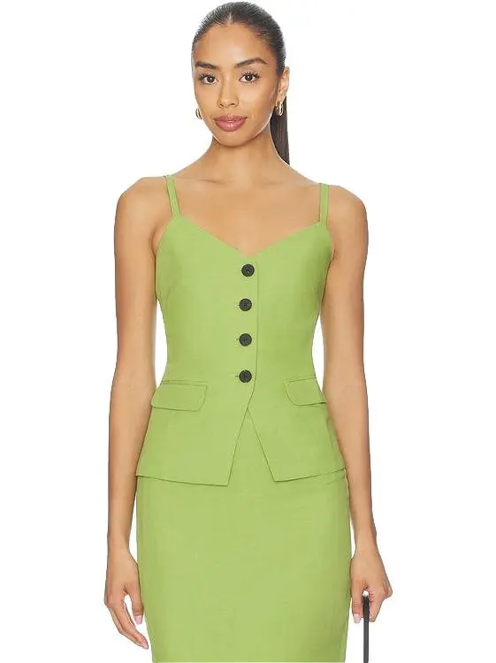 ALIGNE Apple Linen Mix Waistcoat - Green