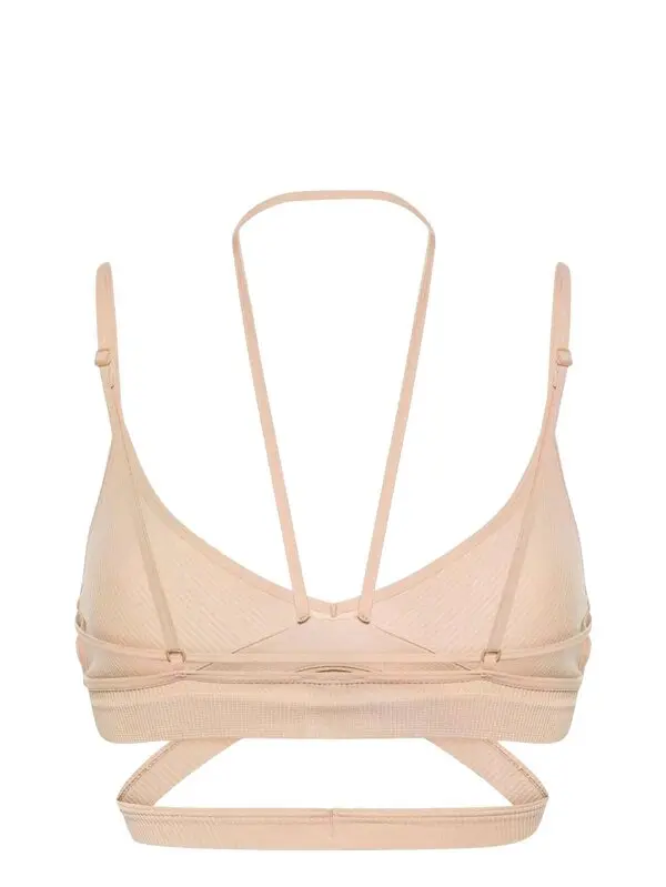 ANDREĀDAMO Ribbed Strappy Halterneck Bra - Neutrals