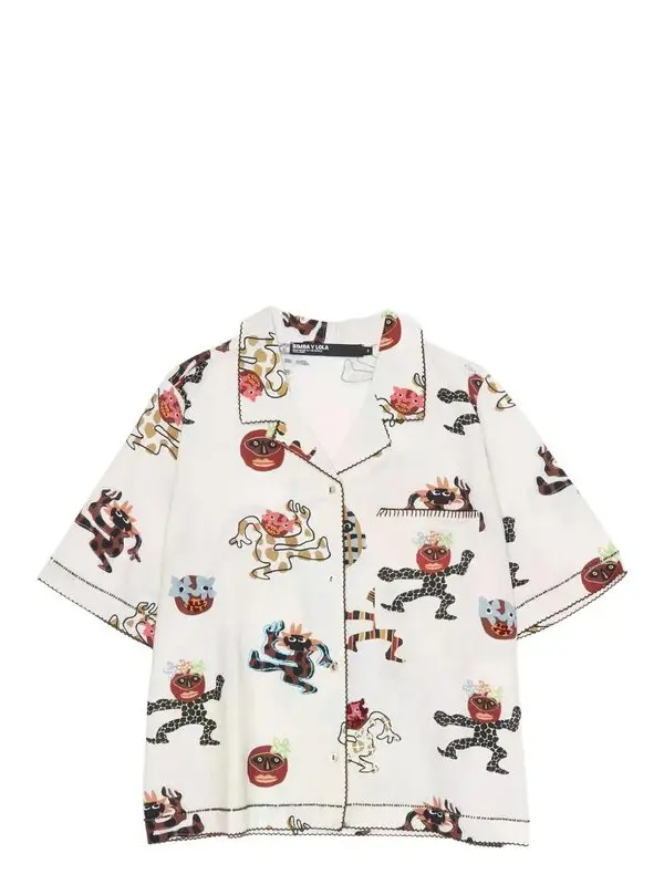 Bimba Y Lola Graphic Print Cotton Shirt - White