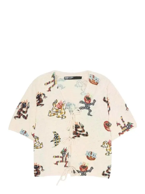Bimba Y Lola Samba Short-sleeved Cardigan - Neutrals