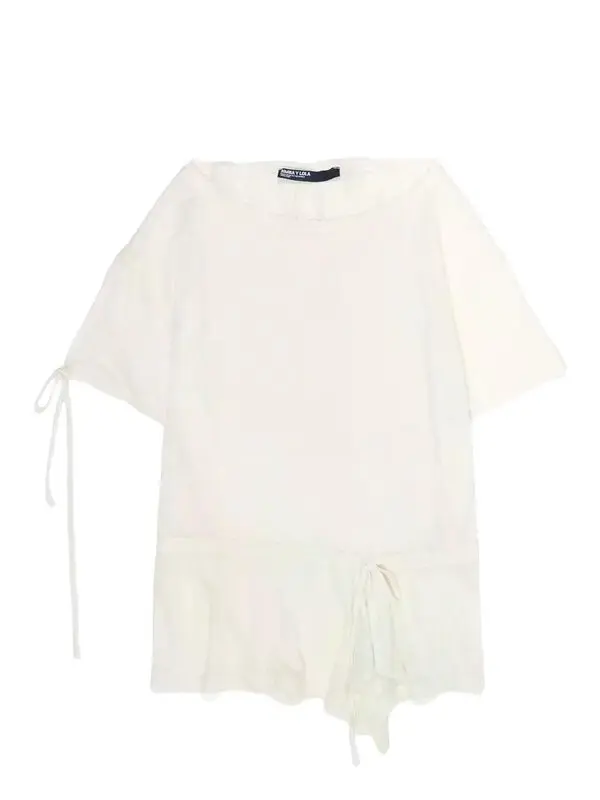 Bimba Y Lola Ivory Linen Tie-fastening Drawstring Top - Neutrals