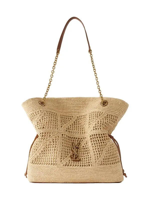 Saint Laurent Jamie Shopping Raffia Shoulder Bag - Neutrals