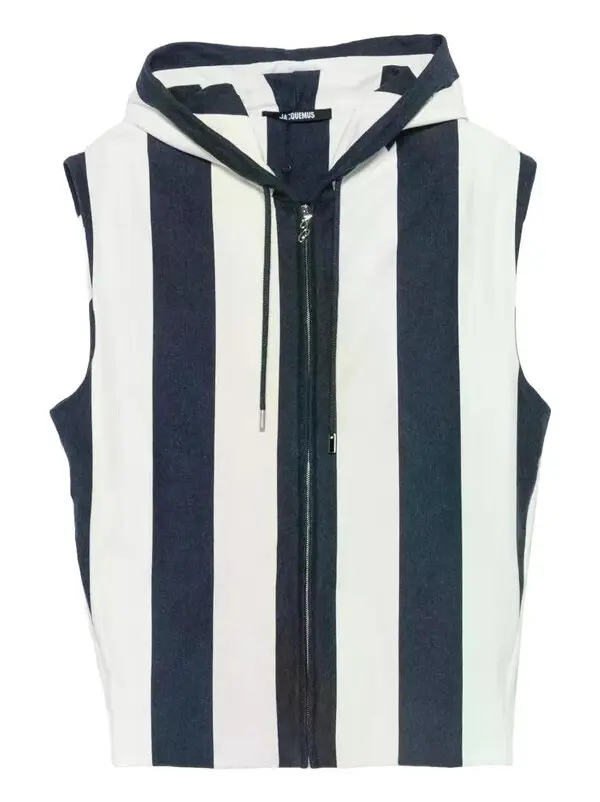 Jacquemus Marinière Striped Sleeveless Hooded Gilet - Blue