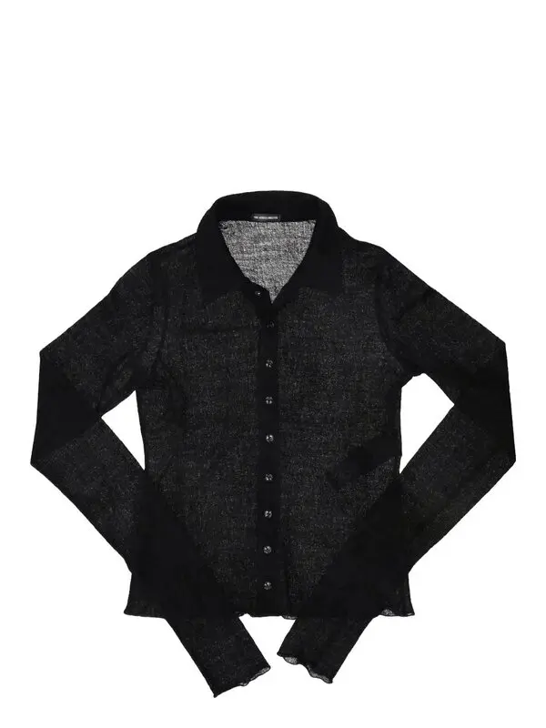 ANN DEMEULEMEESTER Jacquard Slim Fit Jersey Shirt - Black
