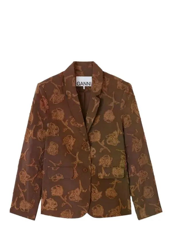 GANNI Floral-pattern Blazer - Brown