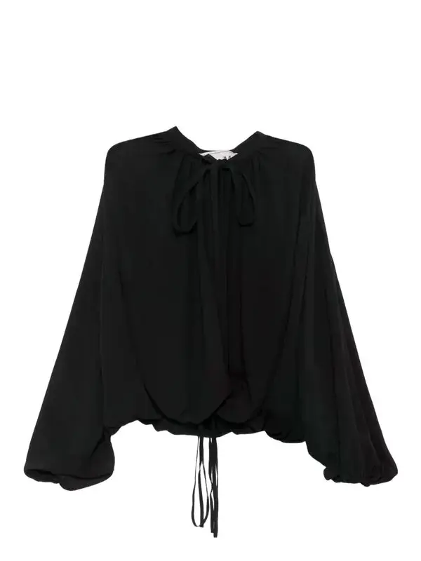 THE M.. Elvira Tie-neck Balloon-sleeve Blouse - Black