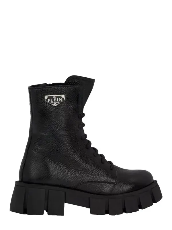Philipp Plein Logo Plaque Combat Boots - Black