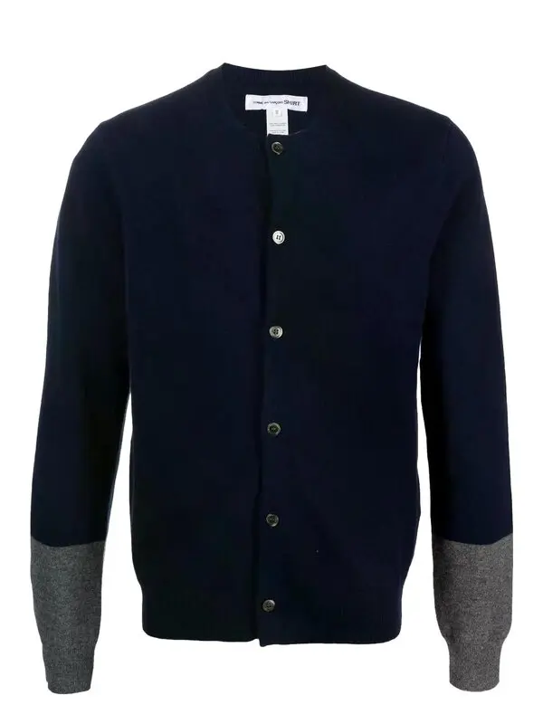 Comme Des Garçons Wool Colour-block Cardigan - Blue