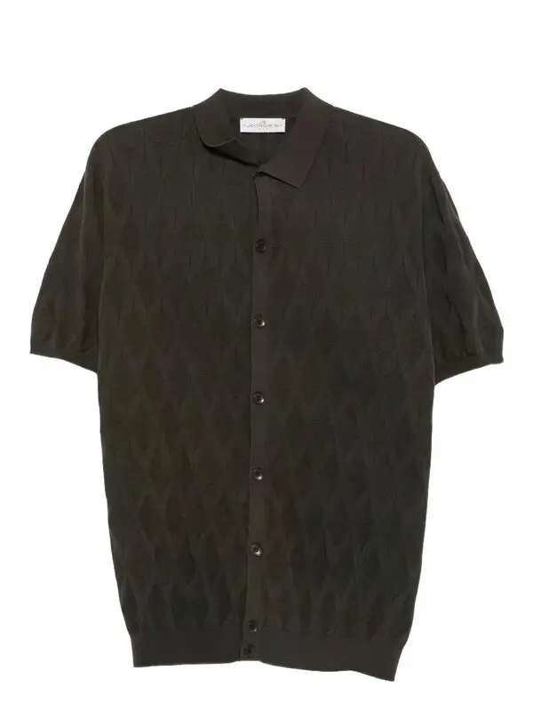 JEORDIE'S Diamond-patterned Short-sleeve Shirt - Brown