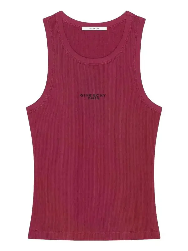 Givenchy Ribbed Knit Logo Tank Top - Red