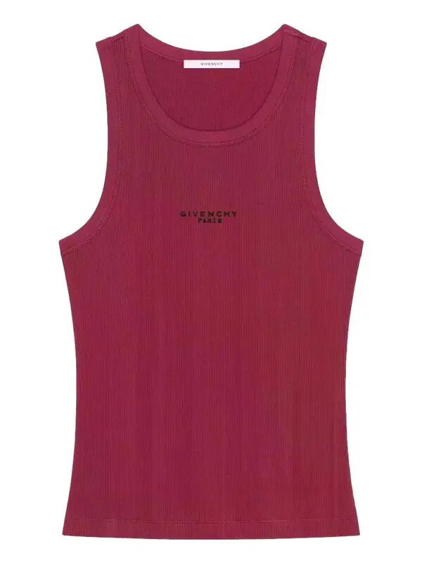 Givenchy Ribbed Knit Logo Tank Top - Red