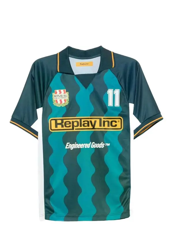 REPLAY Logo Print Polo Shirt - Blue
