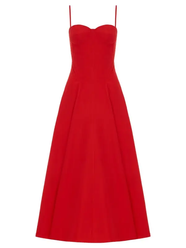 Ralph Lauren Marigot Cotton-blend Bustier Midi Dress - Red