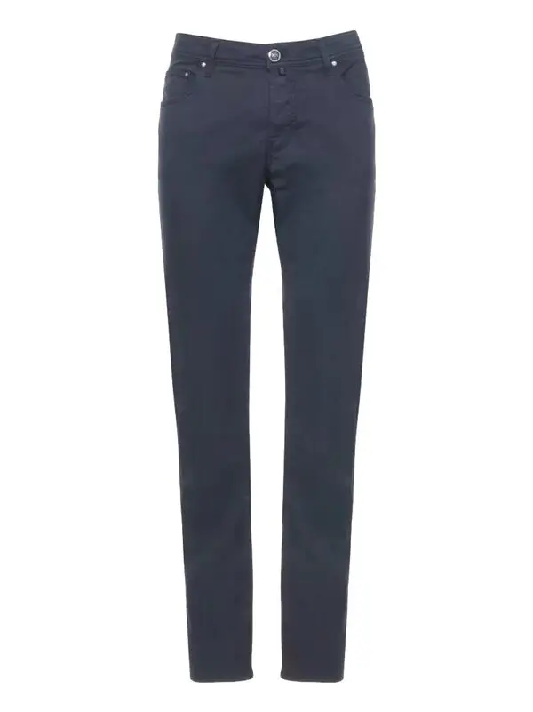 Jacob Cohen Logo-patch Straight-leg Trousers - Blue