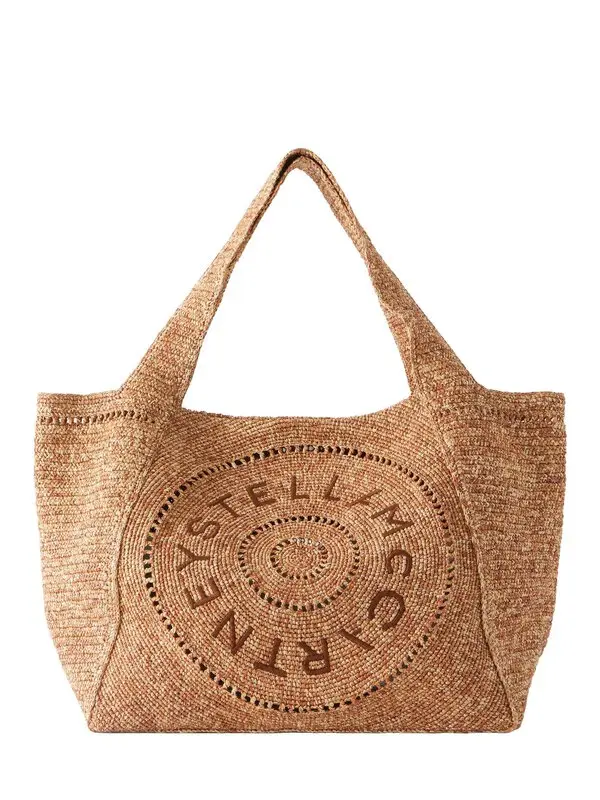Stella McCartney Logo-embroidered Raffia Tote Bag - Neutrals
