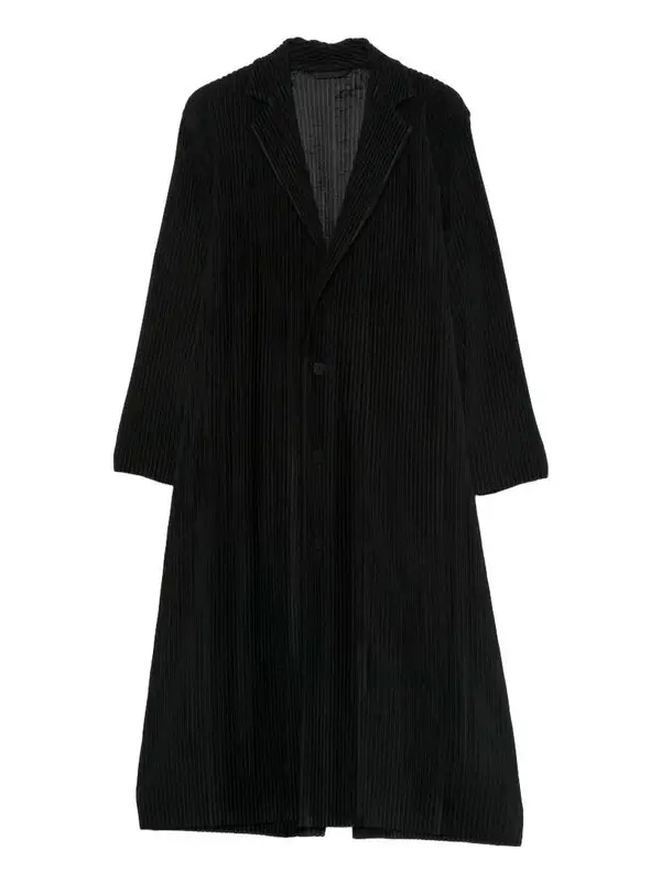 Issey Miyake Single-breasted Plissé Coat - Black