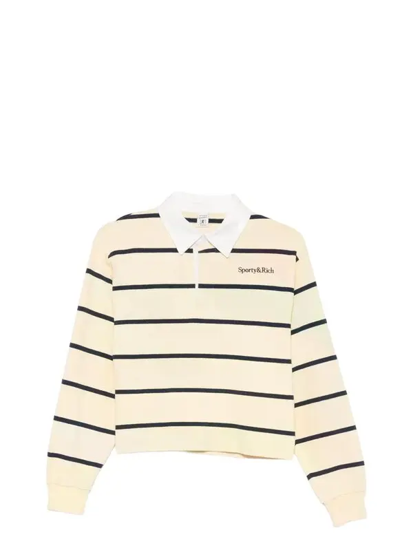 SPORTY & RICH Striped Polo Shirt - Neutrals
