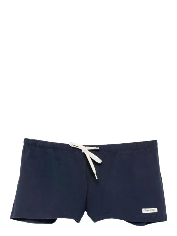 SPORTY & RICH Logo Patch Drawstring Shorts - Blue