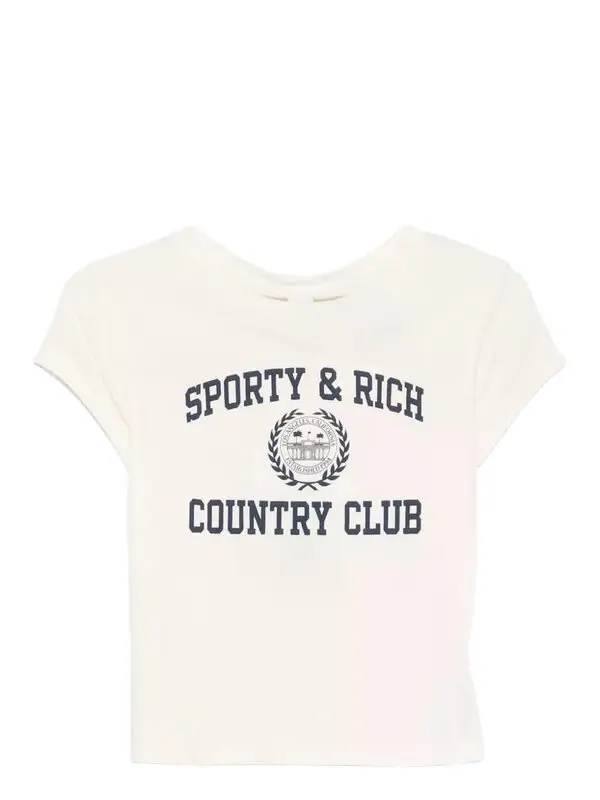 SPORTY & RICH Poly Logo-print T-shirt - Neutrals