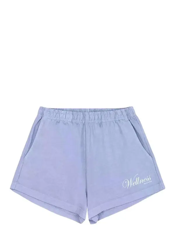 SPORTY & RICH Logo Print Elasticated Waist Shorts - Blue