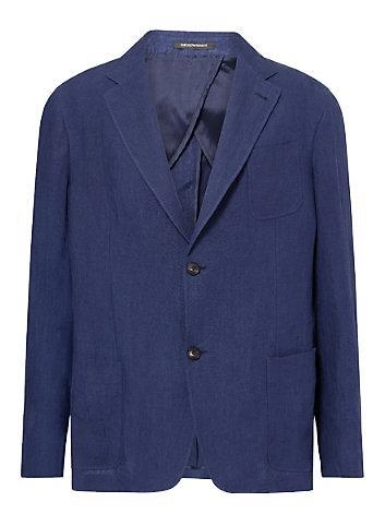 Emporio Armani Single-breasted Two-button Linen Blazer - Outer Space