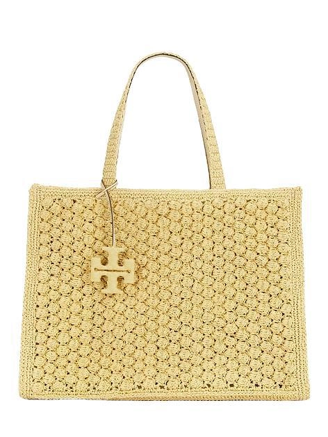 Tory Burch Ella Hand Crocheted Popcorn Stitch Large Tote Bag - Neutral