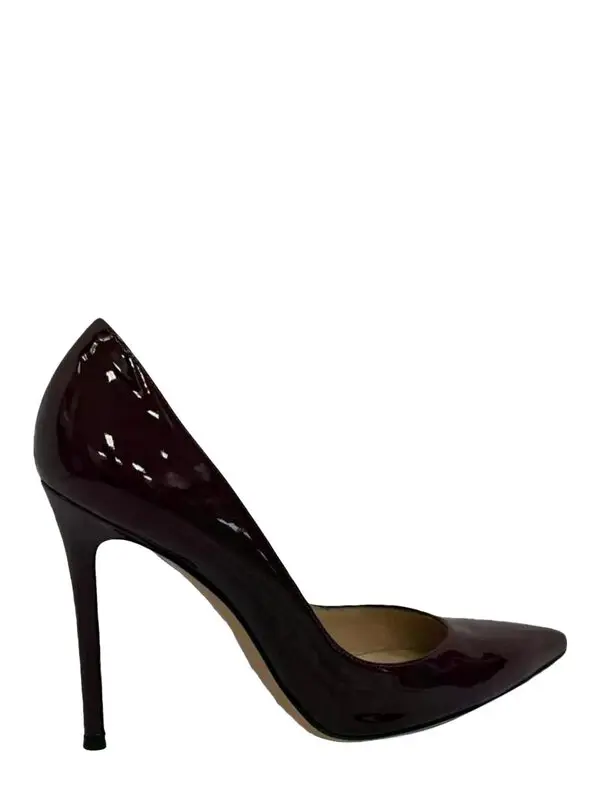 GIANVITO ROSSI Burgundy Patent Leather Pointed-toe Stiletto Pumps - Red