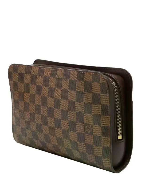 LOUIS VUITTON Damier Ebene Saint Louis Pochette Clutch Bag - Brown