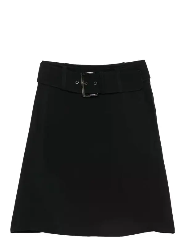 Giorgio Armani Silk Belted Midi Skirt - Black