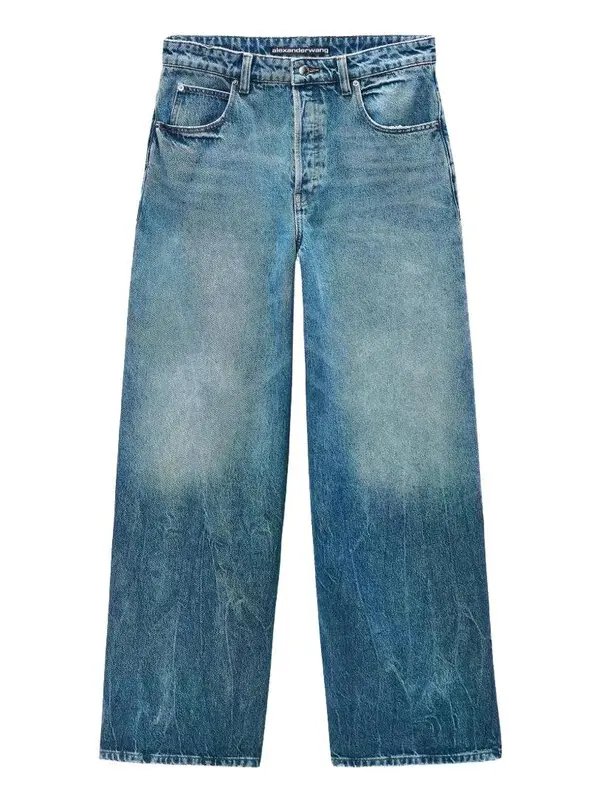 Alexander Wang Wide-leg Marbled Denim Trousers - Blue