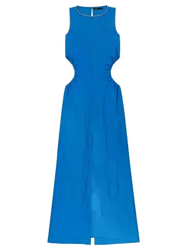 Maje Backless Linen-blend Midi Dress - Blue