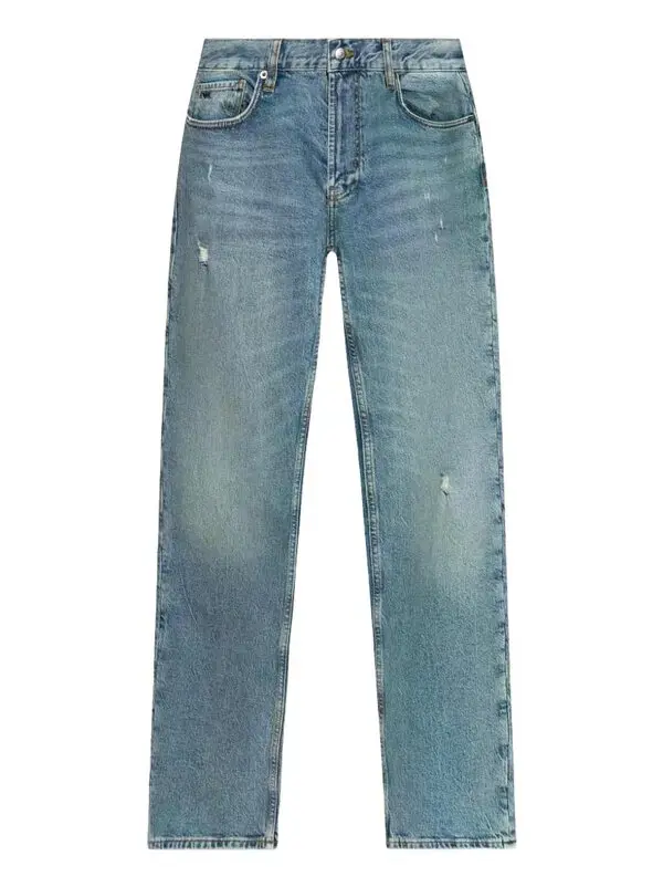 Emporio Armani Distressed Logo Plaque Jeans - Blue