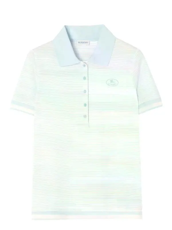 Burberry Striped Cotton Polo Shirt - Blue