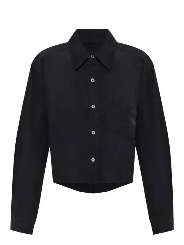Alexander Wang Logo Embroidered Cropped Shirt - Black