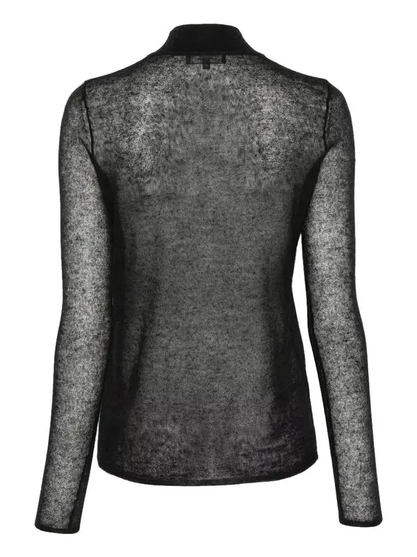 Barbara Bui Sheer Finish Mock Neck Long Sleeve Top - Black