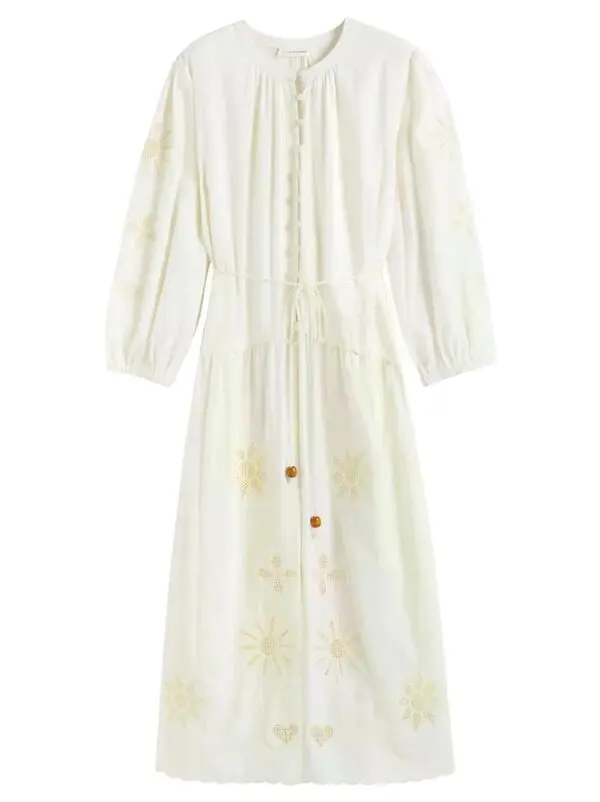 Chinti & Parker Broderie Midi Dress - Neutrals